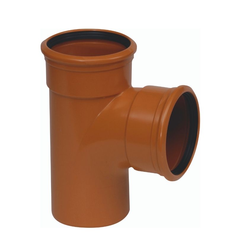Double Socket Branch 90° 110mm 4" Underground Drainage - BrentonGroup